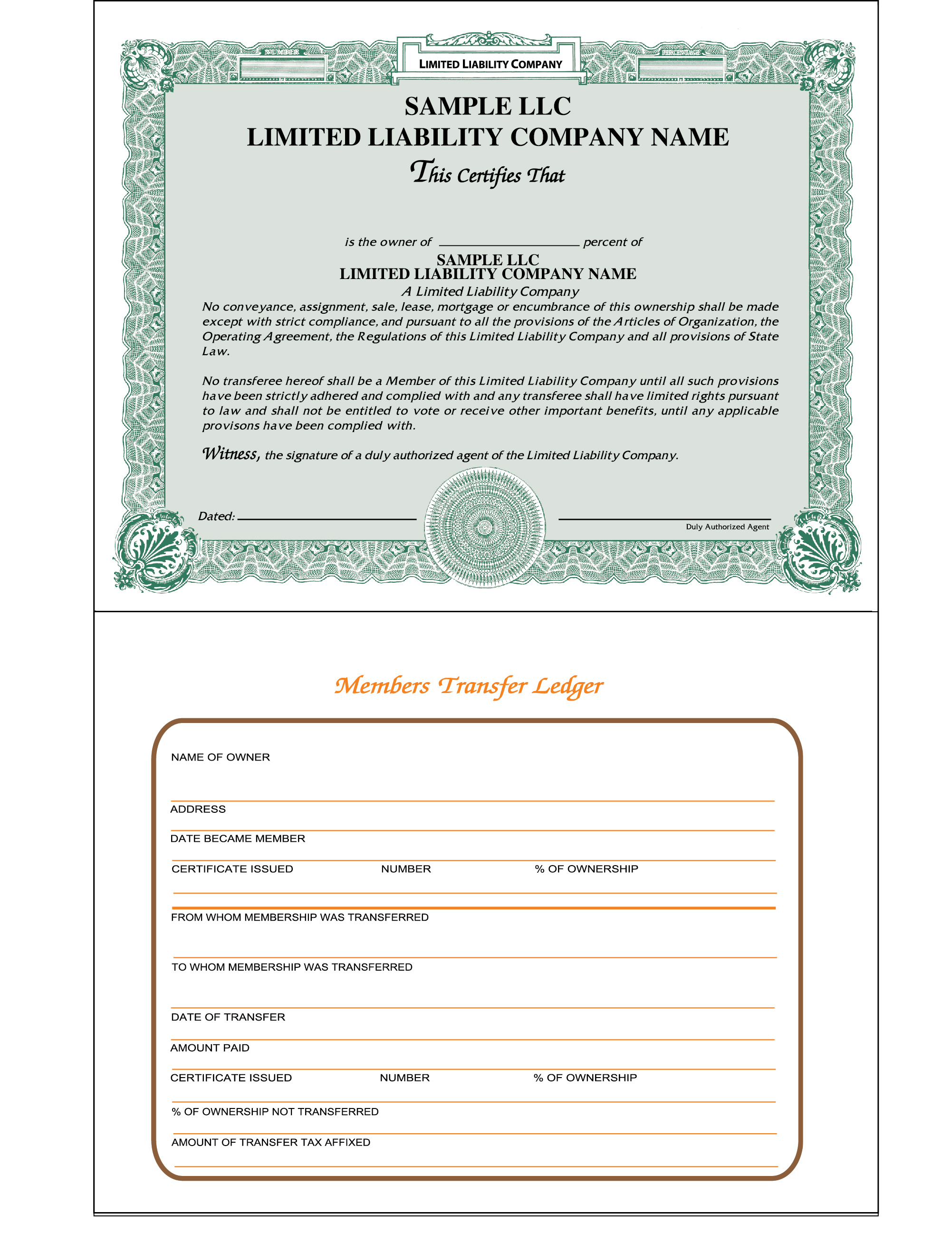 Llc Member Certificate Template